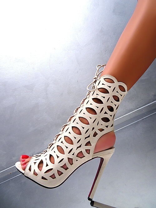 Diamantique original high heels corset boots beige 36 | eBay