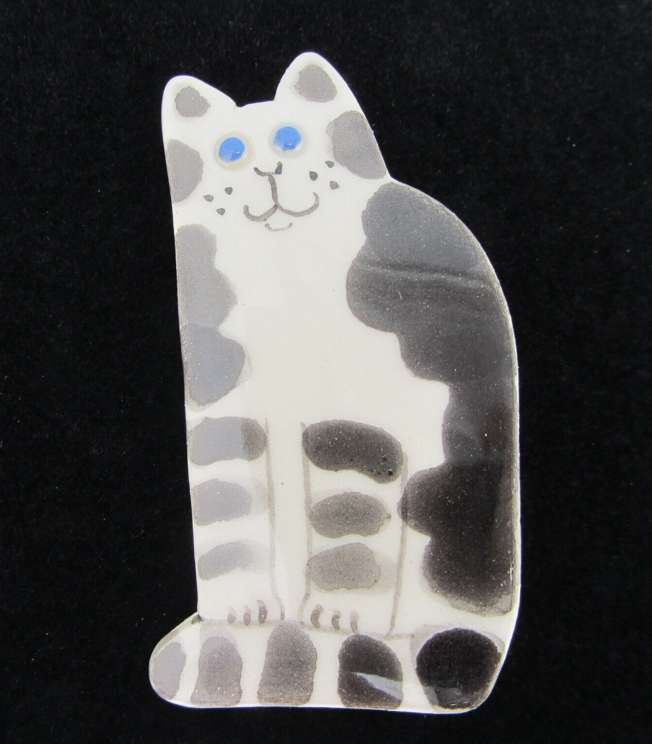 Vintage Artisan Handcrafted Glazed Ceramic Cat Brooch… - Gem