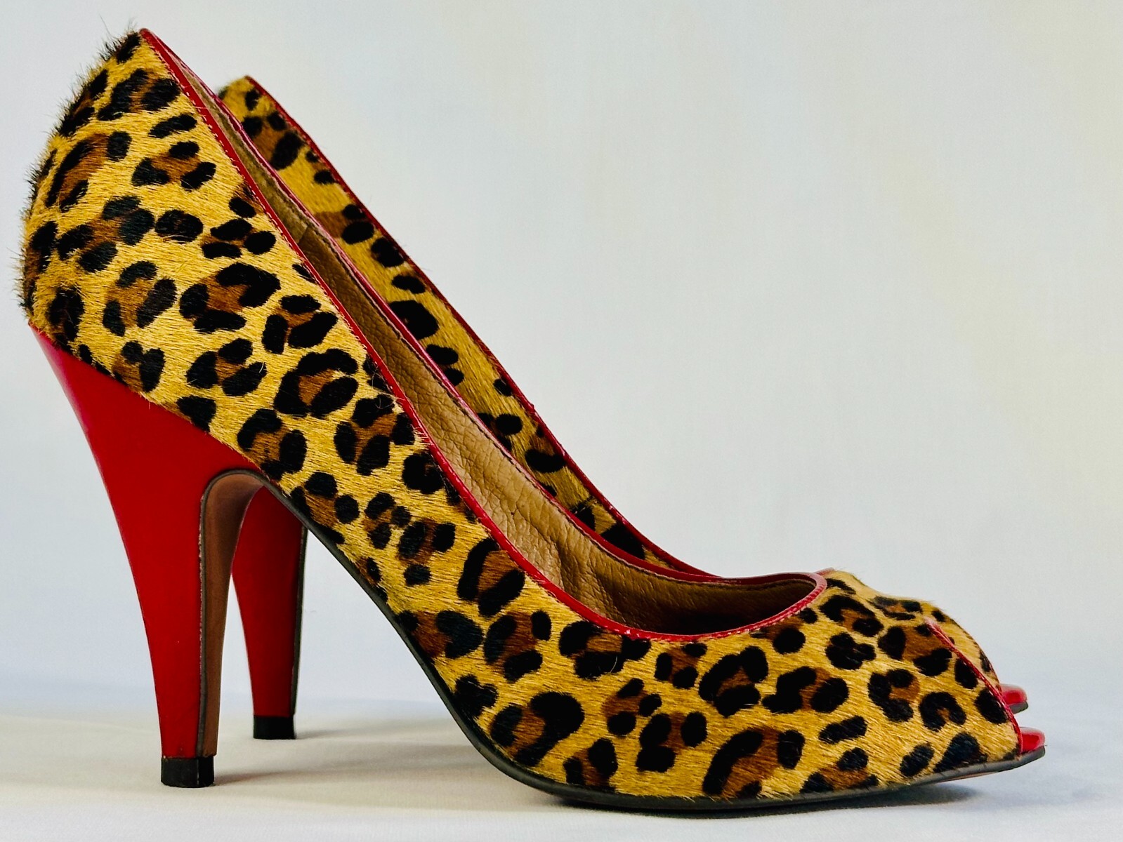 Kurt Geiger Leopard print stiletto heels with red tri… - Gem