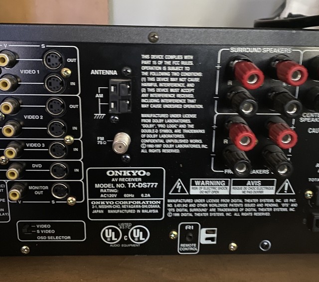 Onkyo TX DS777 5.1 Channel 630 Watt Receiver for sale online | eBay