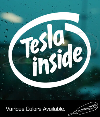 Tesla Insid STICKER VINYL DECAL ELECTRIC EMISSIONS CLEAN HYBRID ...