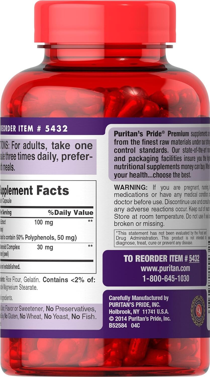 Grapeseed Extract by Puritan's Pride 100 MG 200 Capsules for sale ...