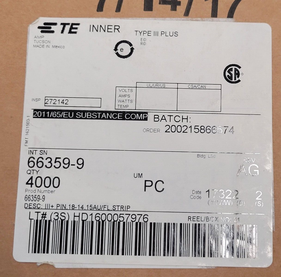 (10 PCS) 66359-9 TE CONNECTIVITY CONN PIN 14-18AWG GOLD CRIMP | eBay