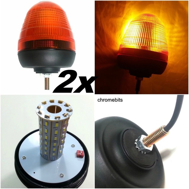 TWO 12V / 24V SINGLE 1 BOLT POINT MOUNT LED FLASHING AMBER ORANGE ...