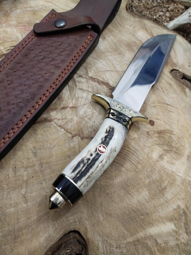 Custom Handmade Antler Handle Hunting Knife, Birthday Gift, Gift knife ...