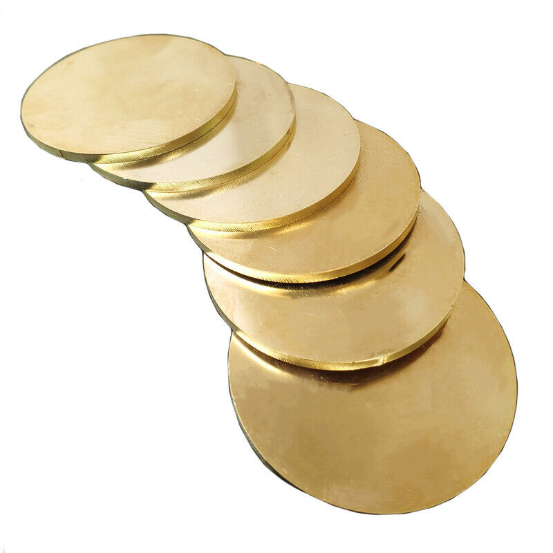 1-2pcs H62 Solid Brass Discs Flat Round Sheet Wall 0.5-3mm Dia 50/60/80 ...