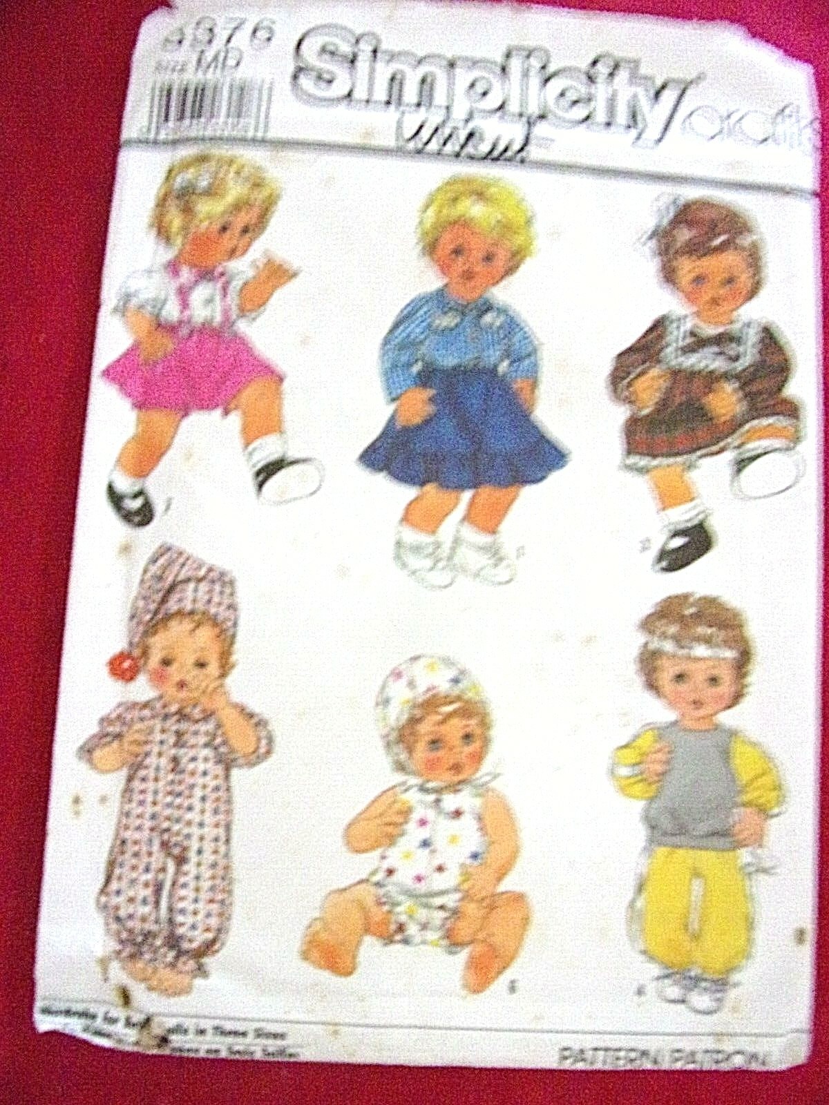 VINTAGE UNCUT SIMPLICITY#8376 13"-18" DOLL CLOTHES SEWING PATTERN TINY ...