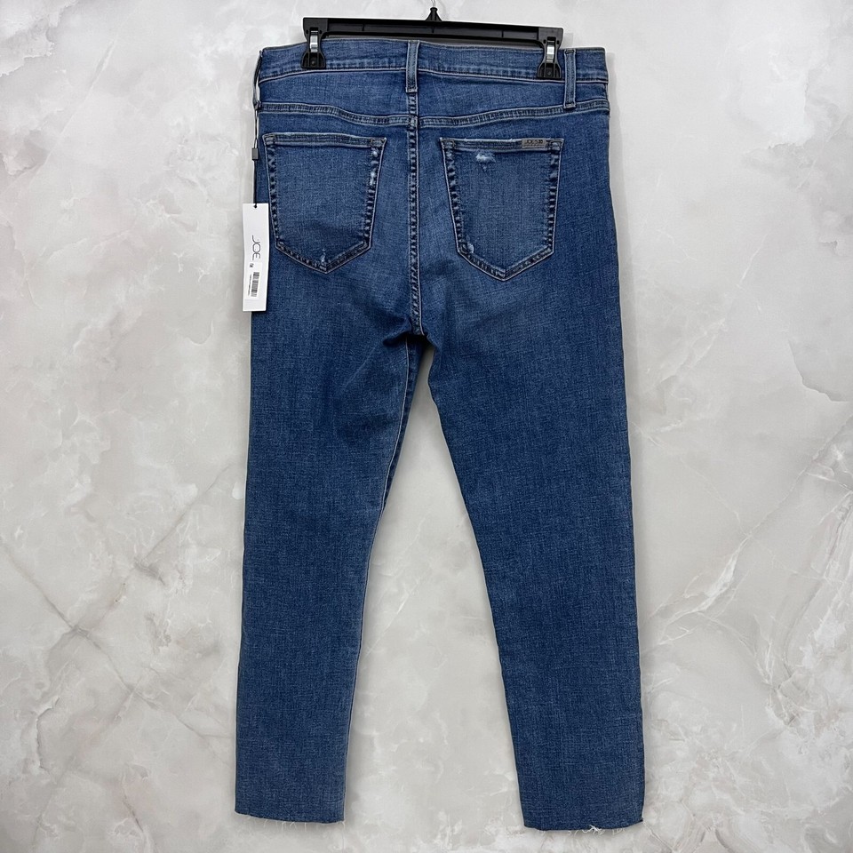 Joe's Jeans Women's Blue Tatra Destruct Raw Cropped Hem Stretch Jeans ...