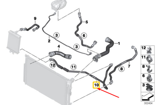 BMW 3 F30 Water Coolant Hose Pipe 8507246 17128507246 Original | OE