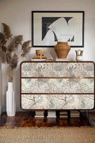 Watercolor Cactus Floral Shelf Liner Contact Paper Peel and Stick Grey ...