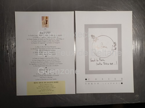 Menu idéal JACQUES BORIE L'OSIER TOKYO chef cuisine document | eBay