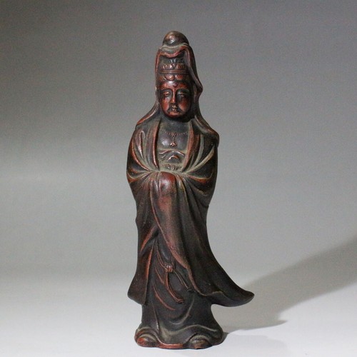 [Y] Japanese Buddhist Art Pottery Statue Bodhisattva "BYAKUE-KANNON ...