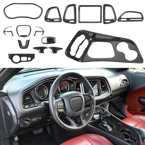 Carbon Fiber Center Console Dash Panel Trim Kit Parts for Dodge ...