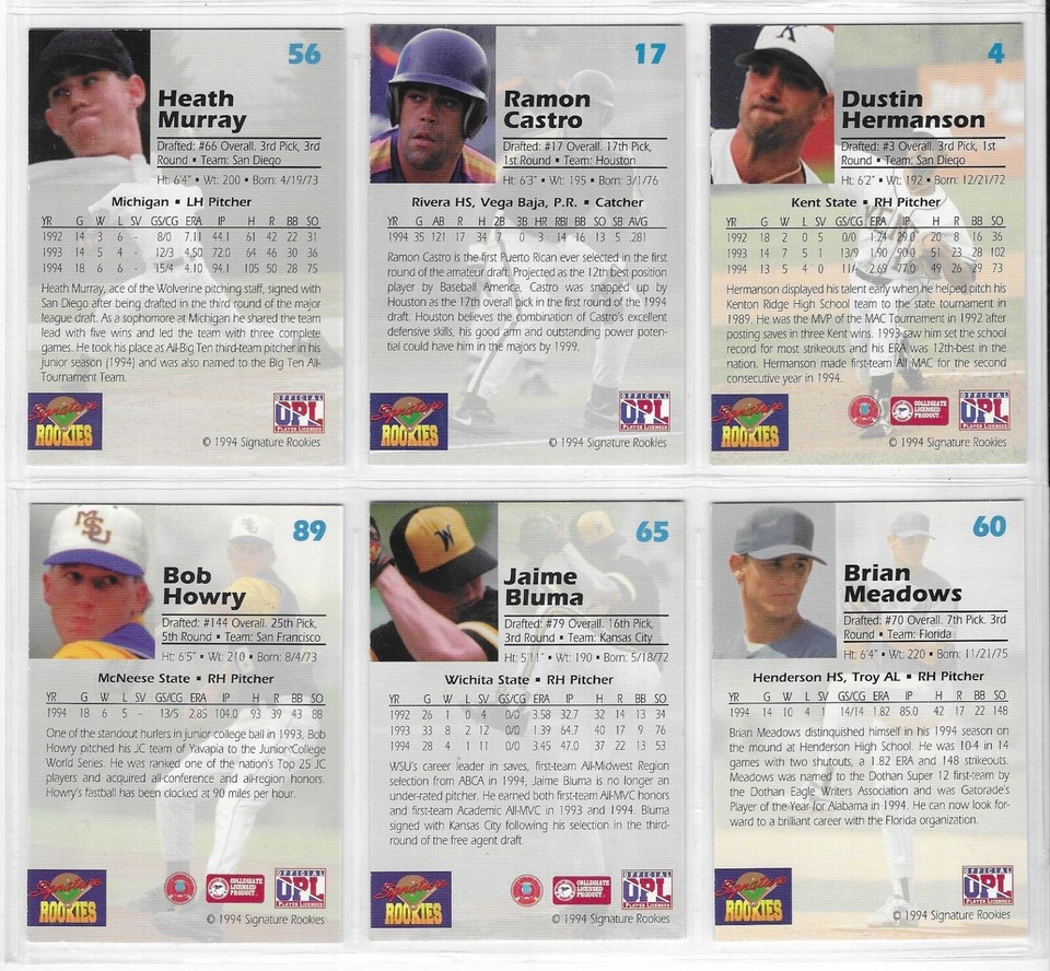 Dustin Hermanson 1994 SIGNATURE ROOKIES MLB DRAFT AUTOGRAPH CARD #4 ...