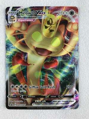 Meowth VMAX FULL ART ULTRA RARE SWSH005 NM Pokemon TCG Card Holo 2020 ...