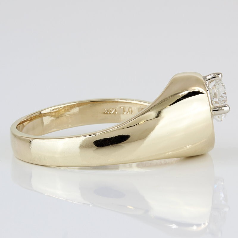 14K Yellow Gold MWI Eloquence Swirl Solitaire Pear Diamond Anniversary ...