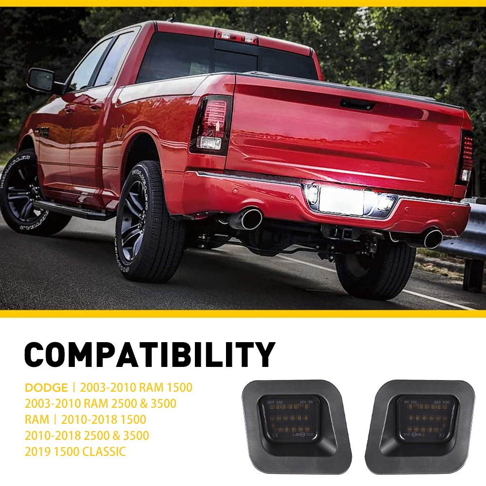 For 03-18 Dodge Ram 1500 2500 LED Smoked License Plate Rear Bumper ...