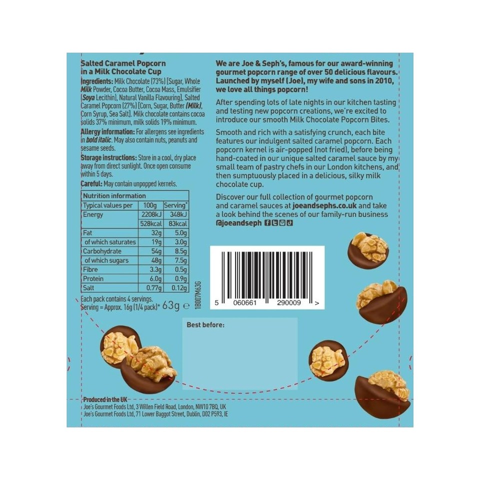 Milk Chocolate Popcorn Bites Gift Box, 1x 45g packet| Suitable for ...