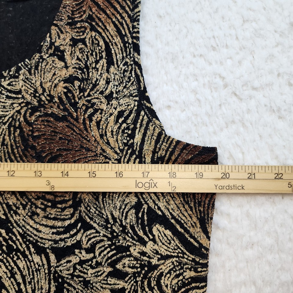 Vintage Laura Ashley Glam Tank Top L Black Gold Metallic Romantic Whimsy | eBay