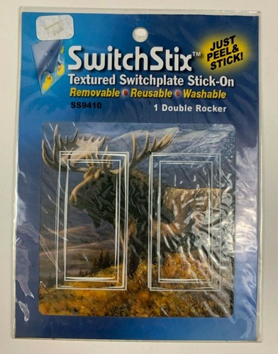 Switchstix Decorative Textured Switchplate Stick-On Double Rocker Moose ...
