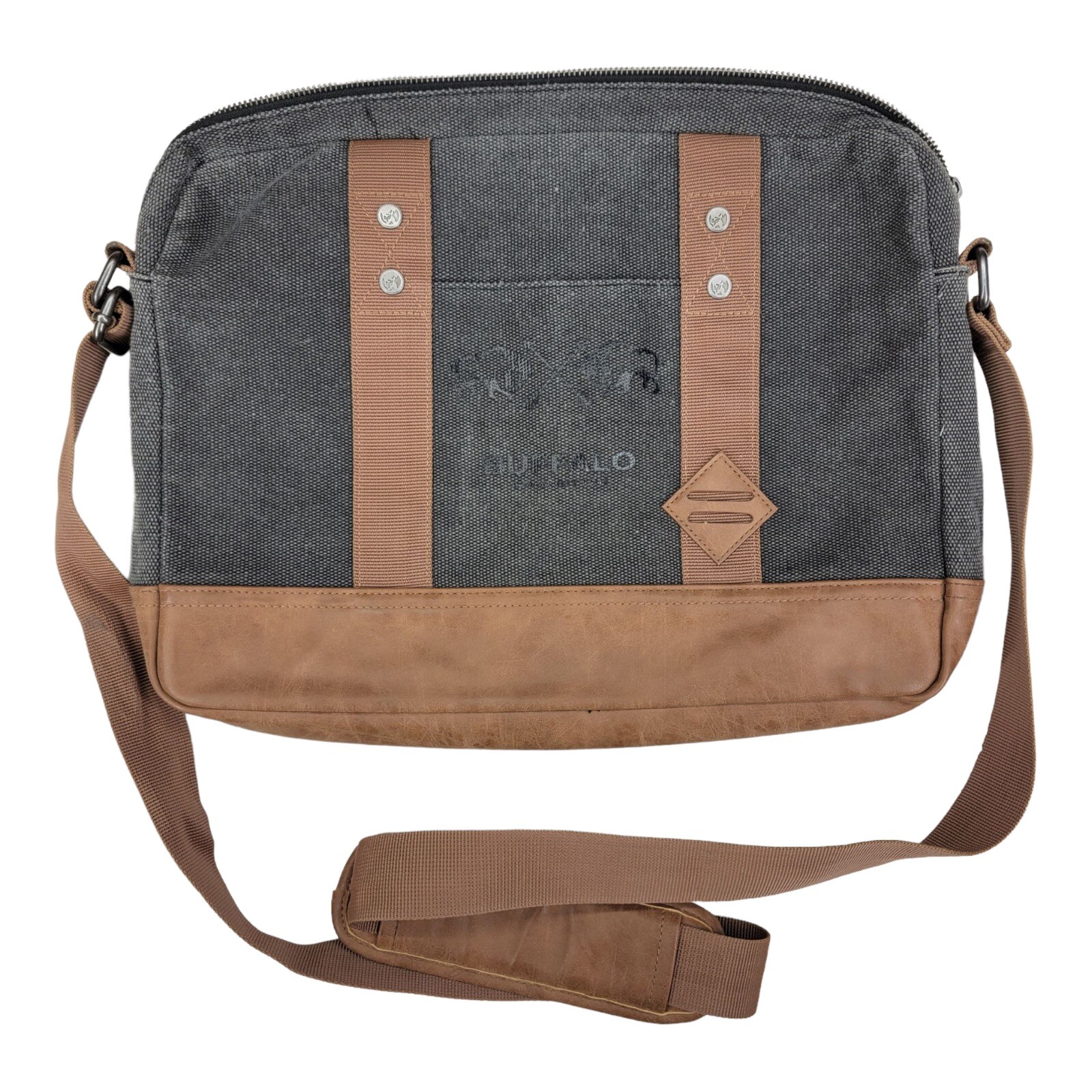 Buffalo David Bitton Messenger Weekender Laptop Tote Bag Canvas Leather ...