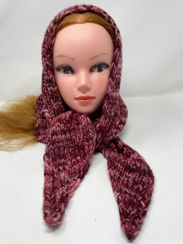 Knit HEADSCARF Red Scarf Quilted Shawl 100% Wool Triangle Shawl Hood ...