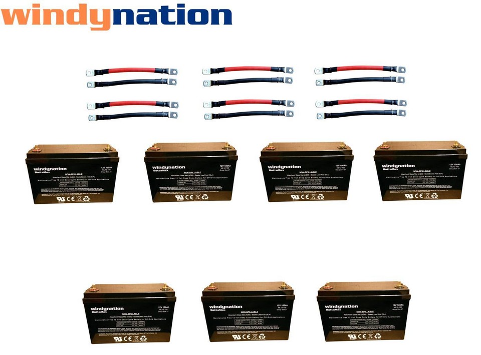 AGM Deep Cycle Battery Bank 12V 24V 48V Off Grid Solar Wind 100AH to ...