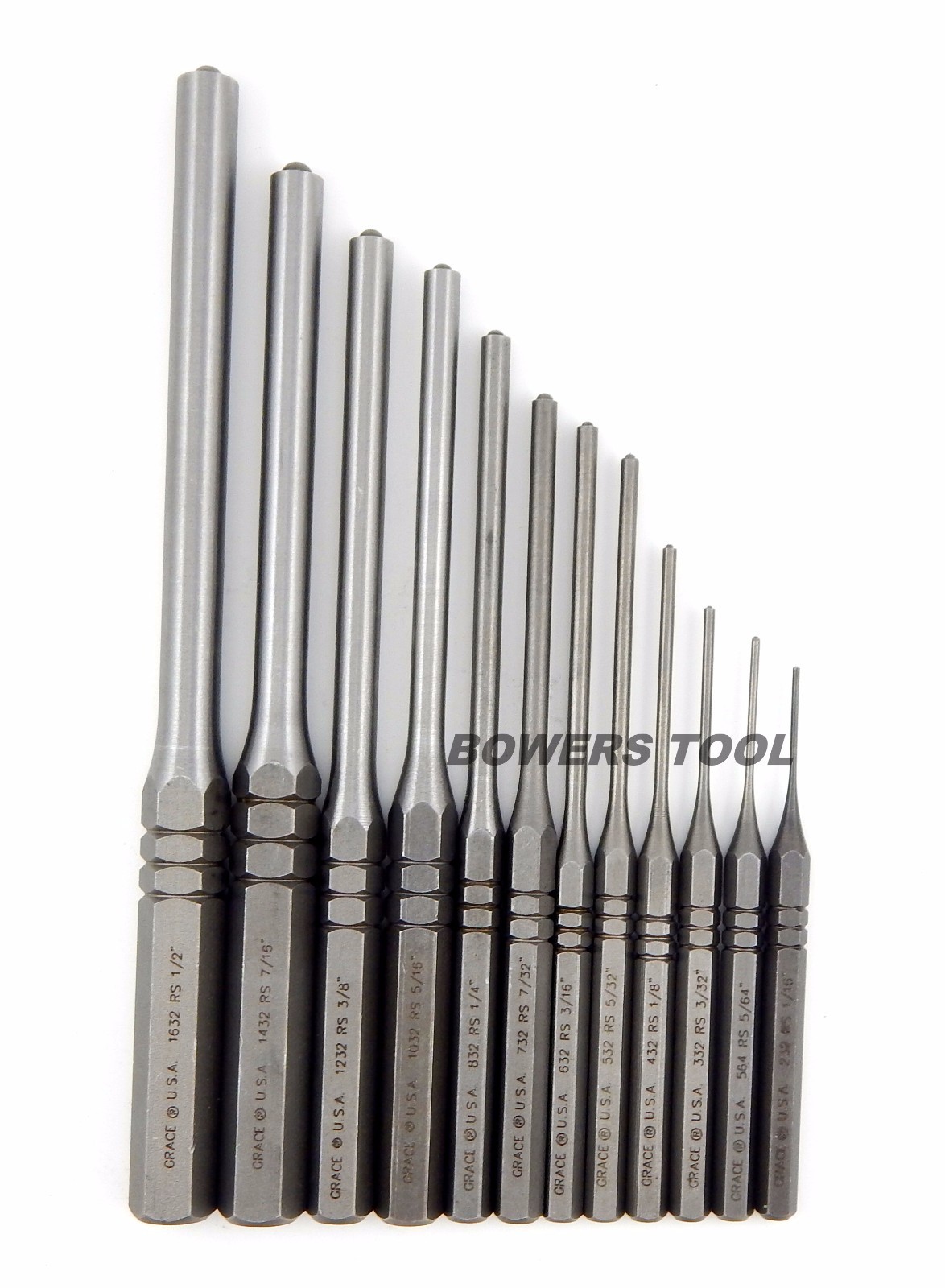 Grace 12pc Roll Pin Spring Punch Set 1/16-1/2" Gunsmith Machinist w ...