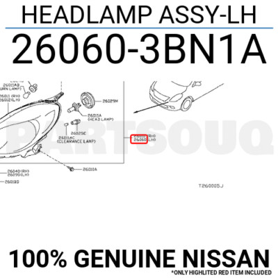 260603BN1A Genuine Nissan HEADLAMP ASSY-LH 26060-3BN1A | eBay