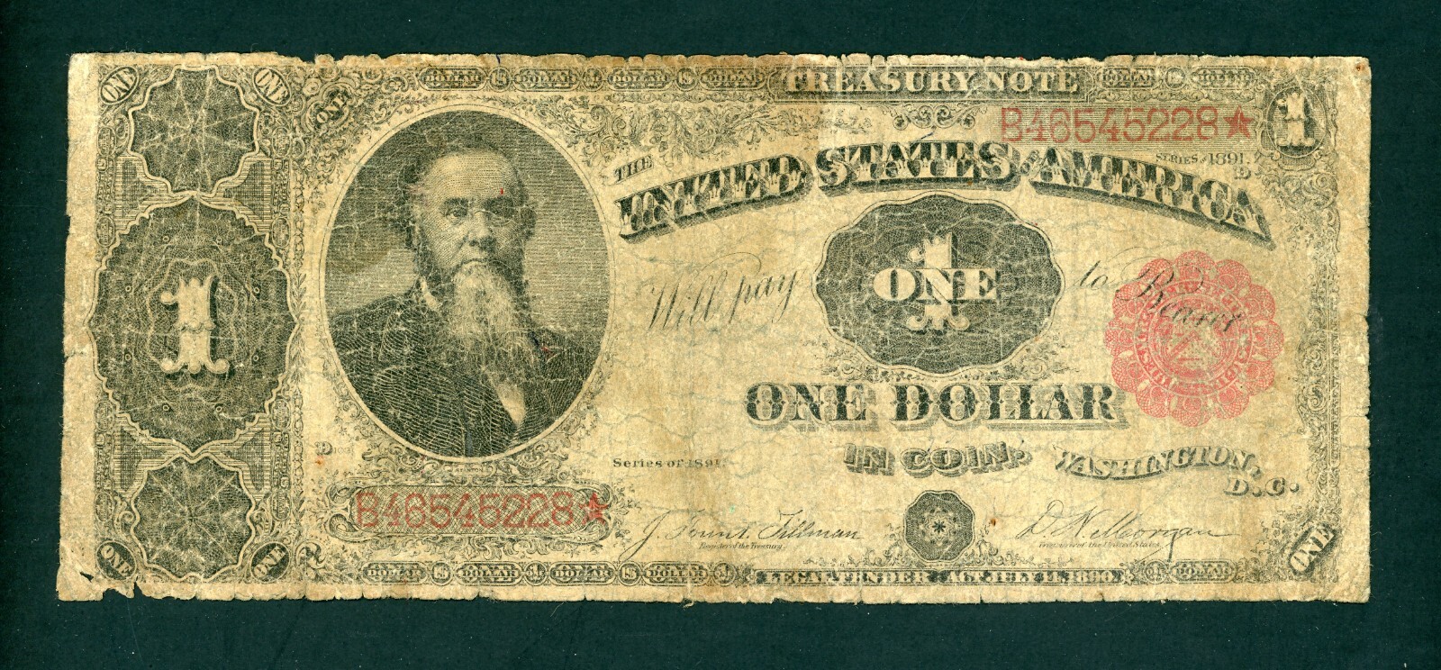 US TREASURY NOTE $1 SERIES 1891 TILLMAN MORGAN FR# 224 AS SHOWN 67 | eBay