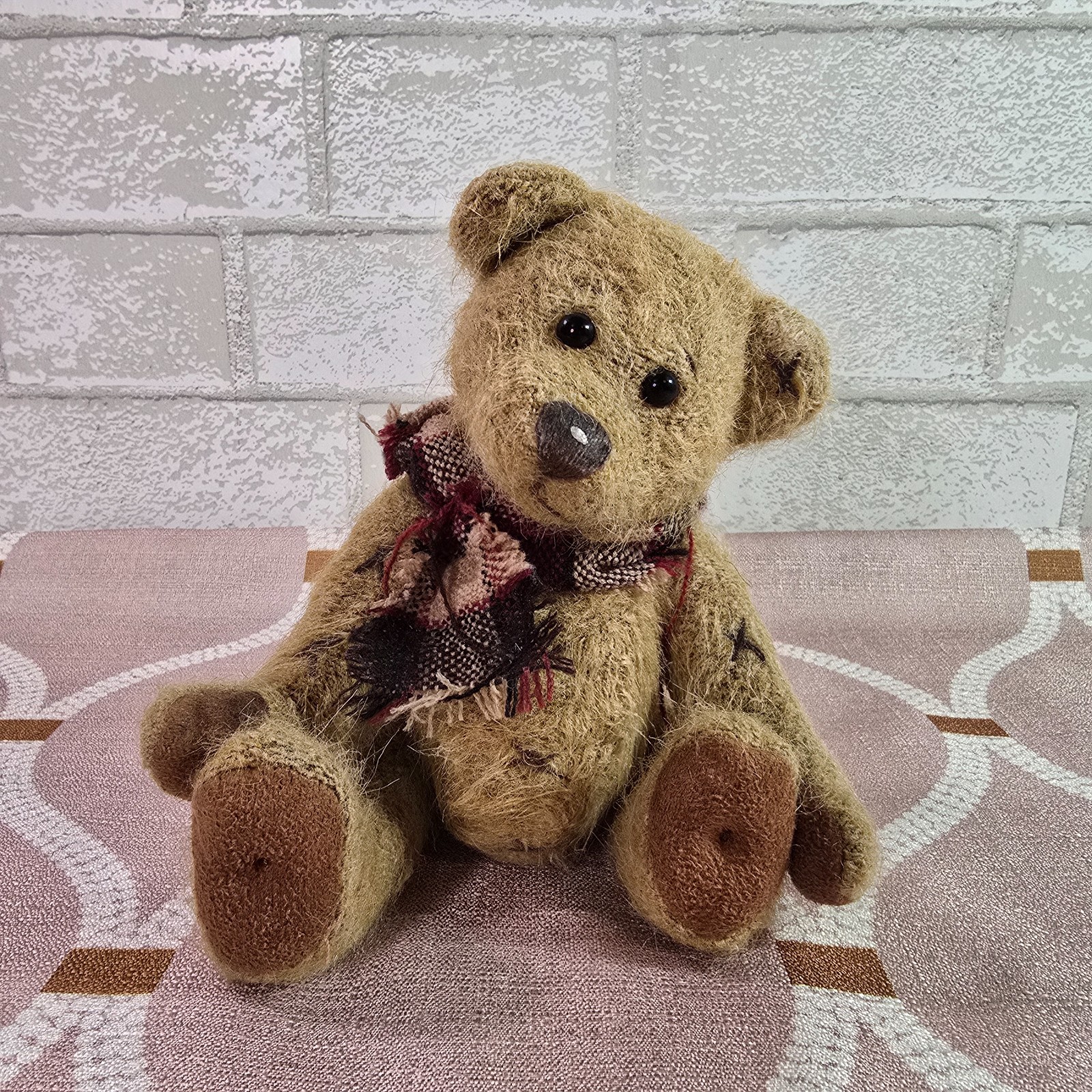 Rustic Primitive Sitting Plush Teddy Bear w/ Scarf Decorative by Dan ...