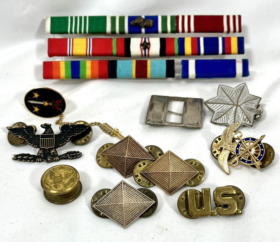 Vtg Lot US Army Military Ribbon Bar Lot Colonel Eagle Insignia ROTC ...