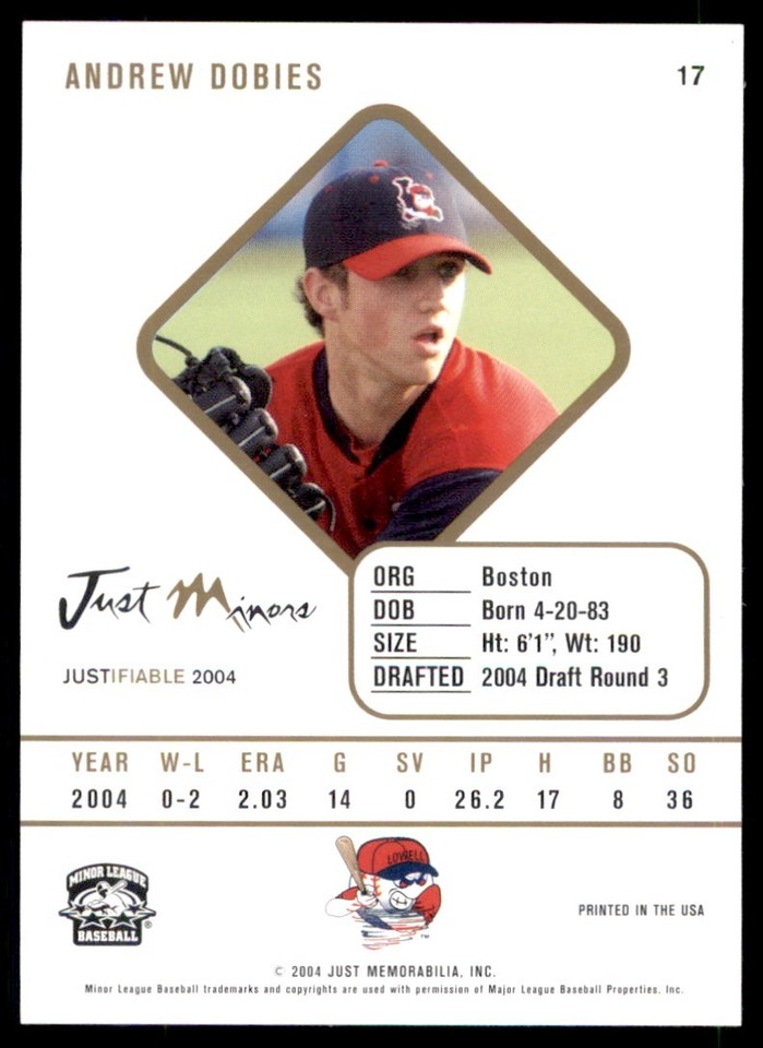Andrew Dobies 2004 Justifiable Autographs Black 1 #17 Auto Lowell ...