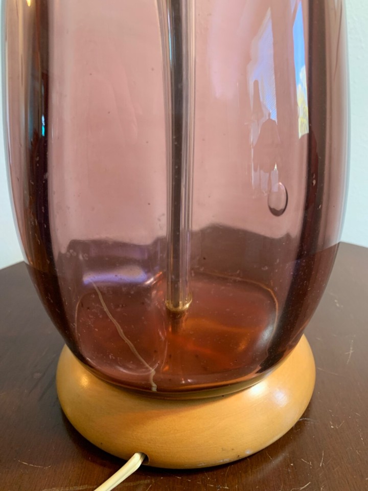 RARE Blenko MCM 32” AMETHYST Glass Table Lamp with Hard to Find ...