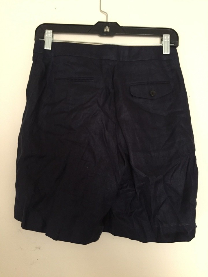 J.Crew Size 0 Navy Blue 100% Linen Shorts Women Style# A5719 RN#77388 ...