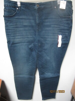 Terra & Sky Women's Skinny High Rise Dark Wash Jeans Size 22W | eBay