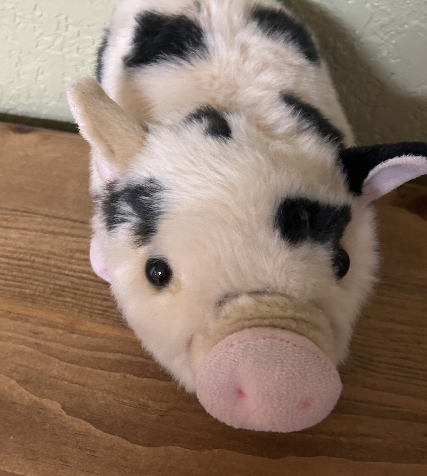 Miyoni By Aurora Plush Pig Spotted Pot Bellied Pig 10" Plush Pink Black ...