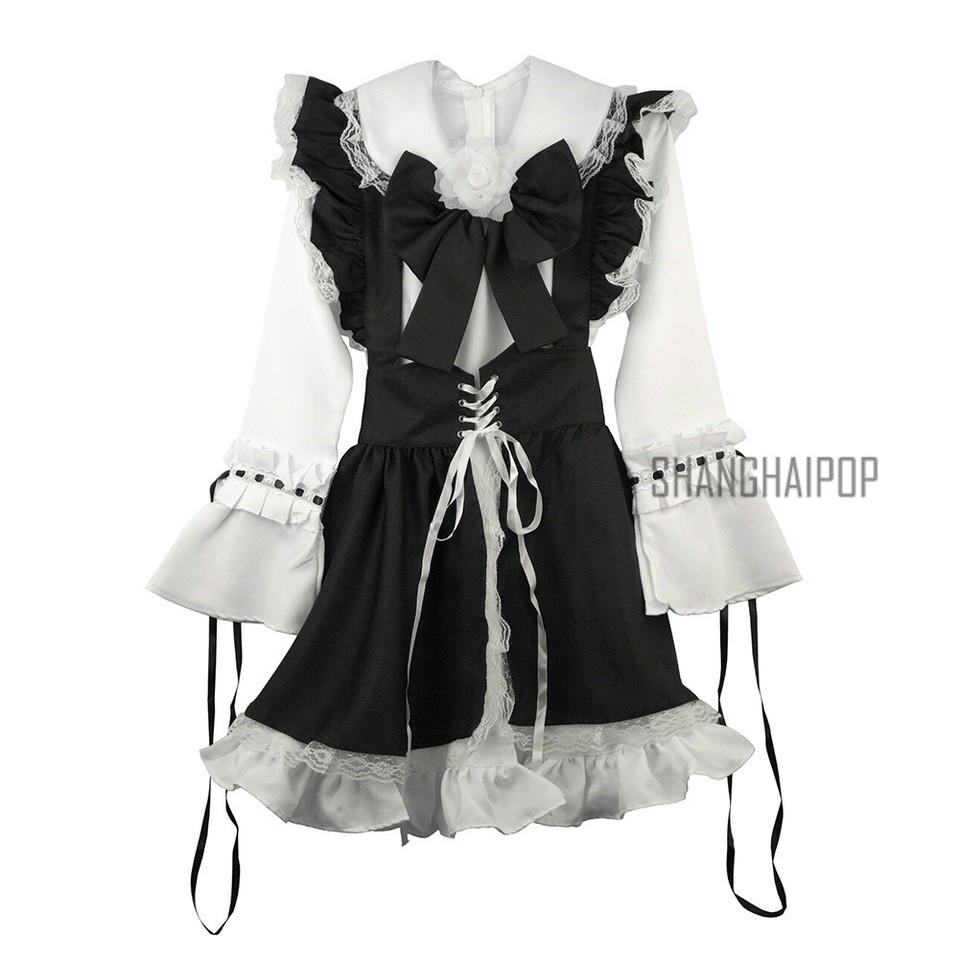 Lady Girls Costumes Waitress Ruffle Lolita Gothic Cosplay Maid Fancy ...