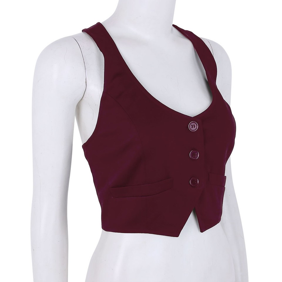 Women Vest Shirts Suit Work Uniform Business Office Lady Formal Slim ...