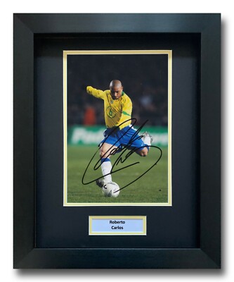 ROBERTO CARLOS HAND SIGNED FRAMED PHOTO DISPLAY - BRAZIL FOOTBALL ...