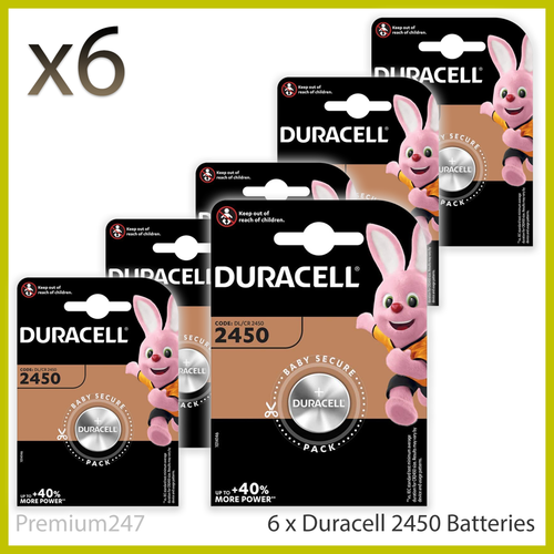 2 x Duracell CR2450 3V Lithium Coin Cell Battery 2450 DL2450 Longest ...