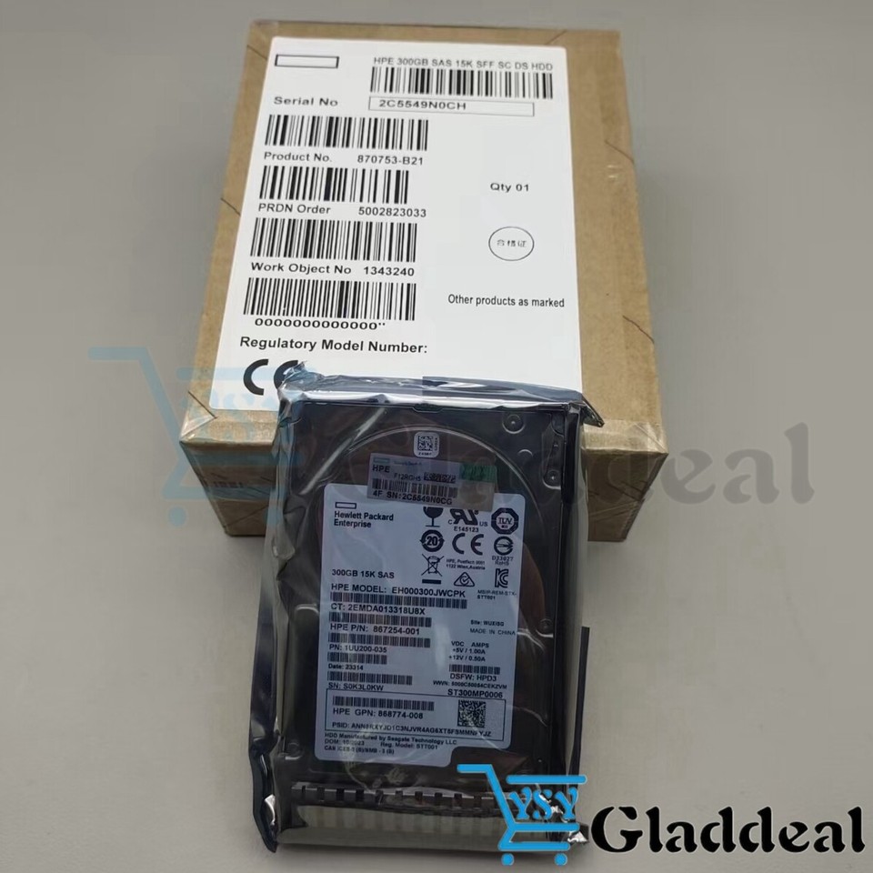 New HPE 300GB 870753-B21 870792-001 15K 12GB/s SFF 2.5" SAS SC DS HDD ...