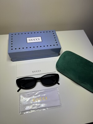 Gucci GG1680S 002 Black Oval Sunglasses Unisex New Authentic | eBay