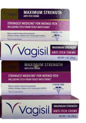 2 pack Vagisil Maximum Strength Anti-Itch Cream Instant Long Lasting ...
