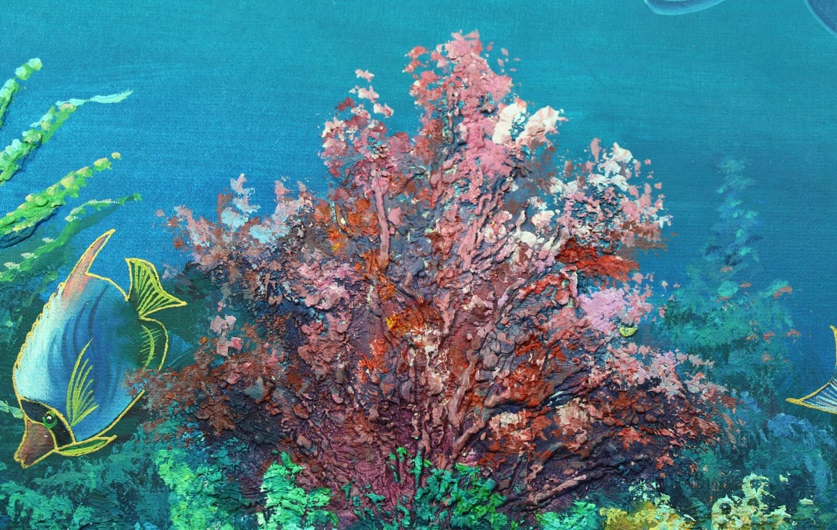 Coral Reef Oil Painting Coral Reef' Abstract Art Framed Oil Paint On