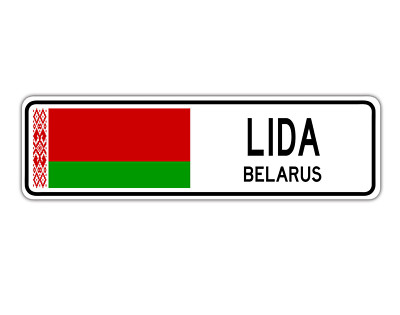 Lida, Belarus Street Sign Belarusian Flag City Country Road Wall Gift ...