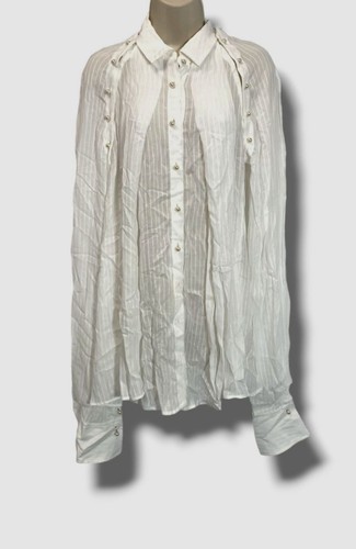 $789 Palmer Harding Women's White Long-Sleeve Button Up Blouse Top Size ...