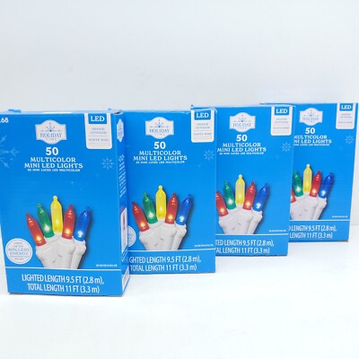Holiday Time - 50 LED Multicolor Mini Lights White Wire 9.5 ft Long Qty ...