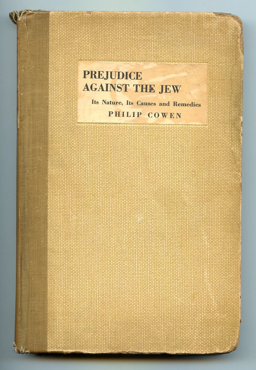 Philip Cowen Prejudice Against The Jew Signed Hardcover Book 1928 | eBay