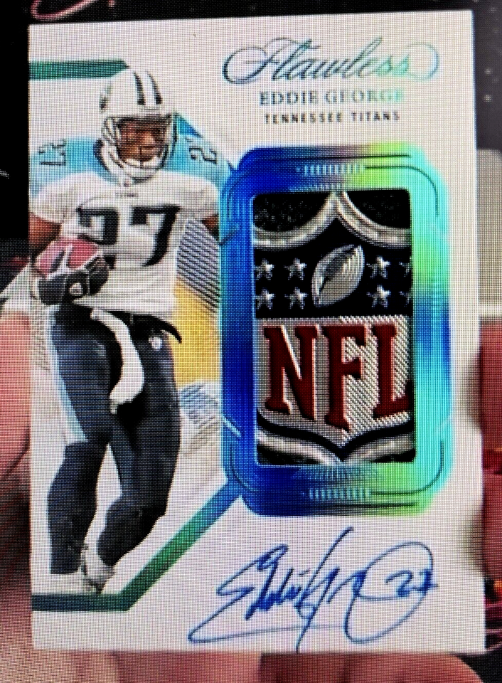 Eddie George 2023 Panini Flawless NFL SHIELD PATCH AUTO #1/1 Tennessee ...